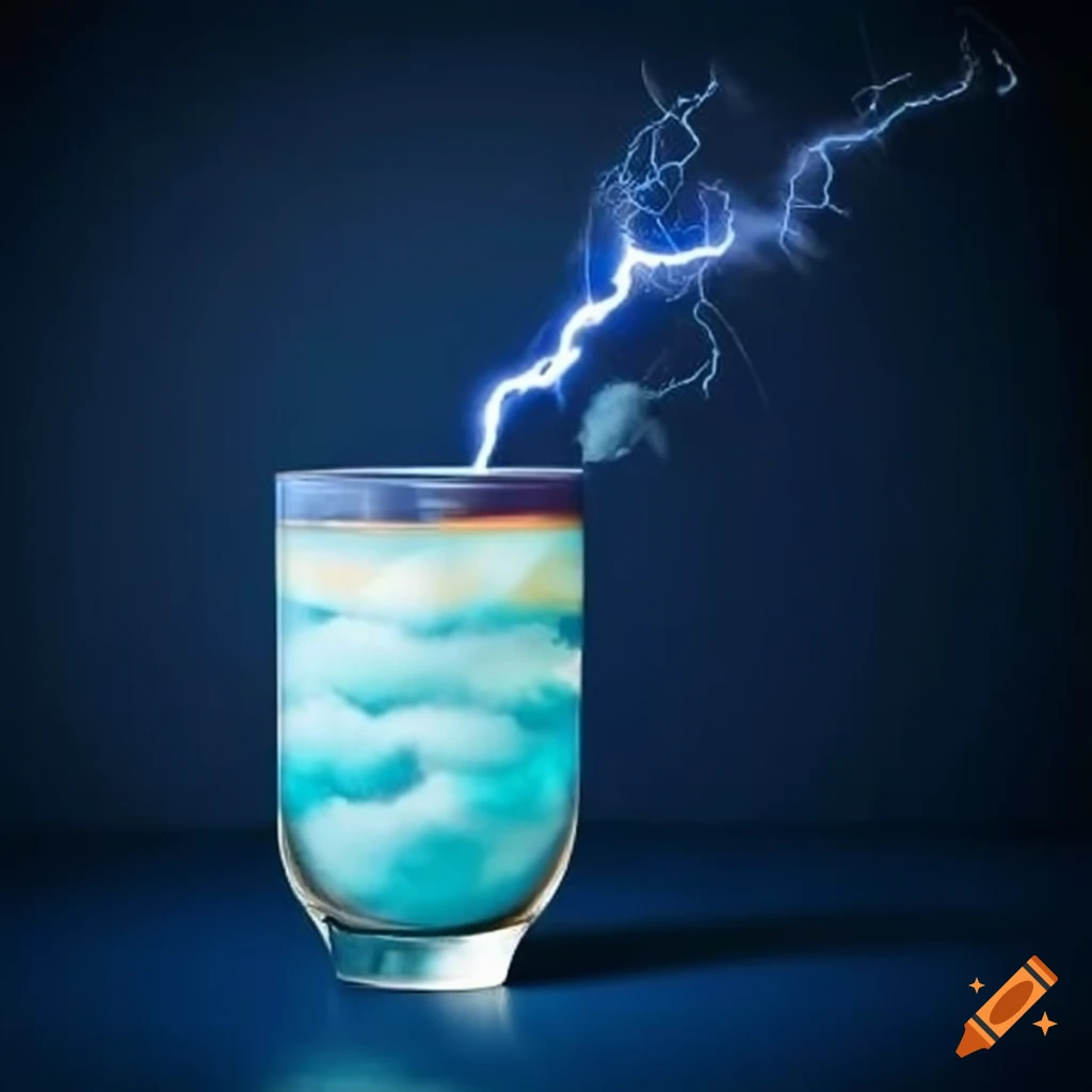 Drink made with clouds and topped with lightning bolt on Craiyon