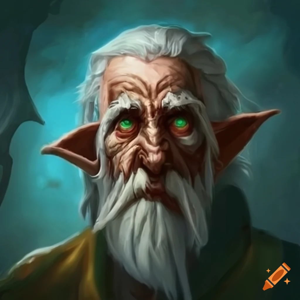 Elderly high elf wizard with an eye patch in a fantasy setting on Craiyon
