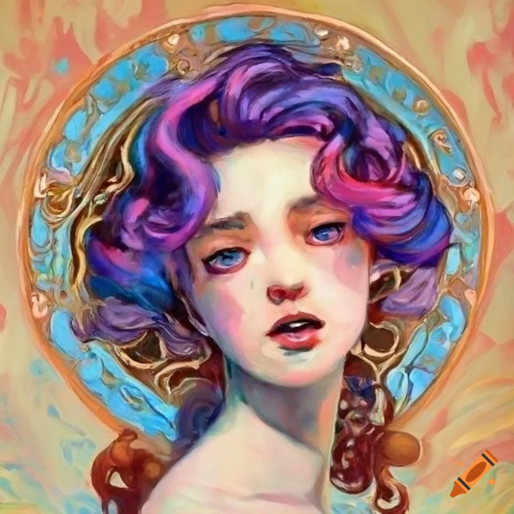 Art Nouveau anime character with vibrant oil colors inspired by Picasso ...