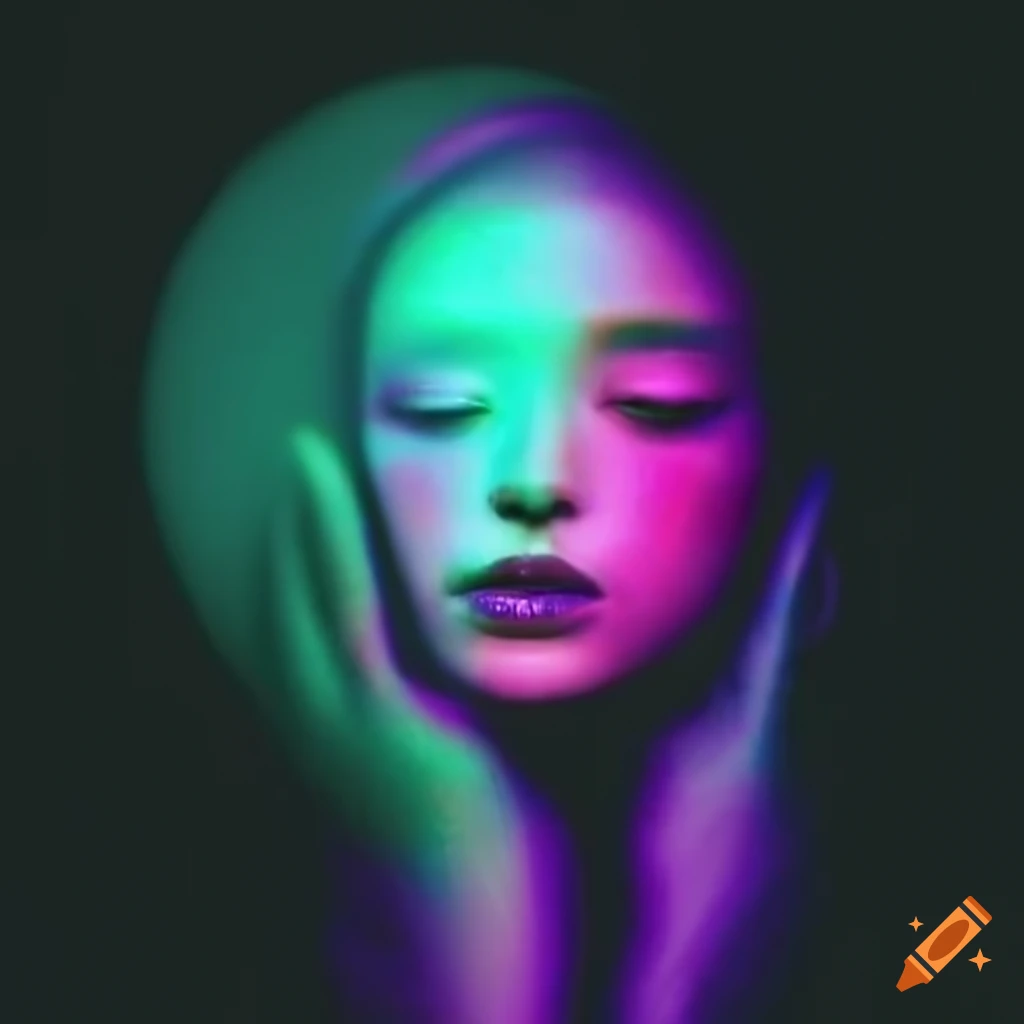 Abstract surreal filter with emphasized lips and gradient blur effect ...