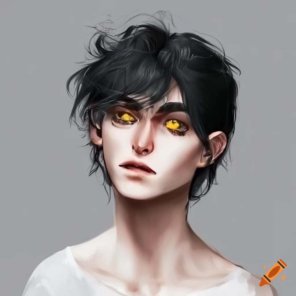 Human male with long black hair, animalistic eyes, sharp teeth, and ...