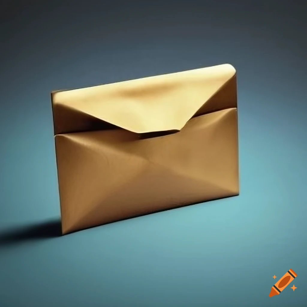 Bronze envelope on a table on Craiyon