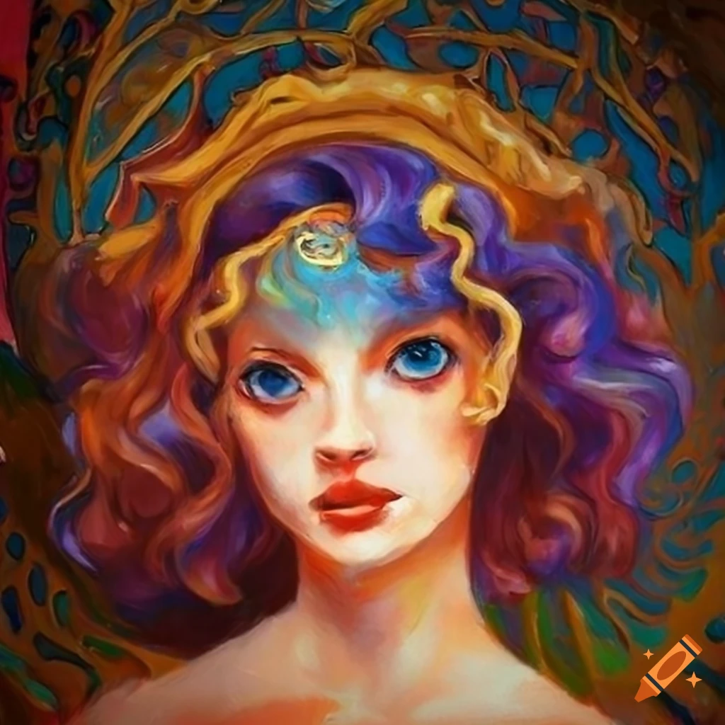 Art Nouveau anime character with vibrant oil colors inspired by Picasso ...