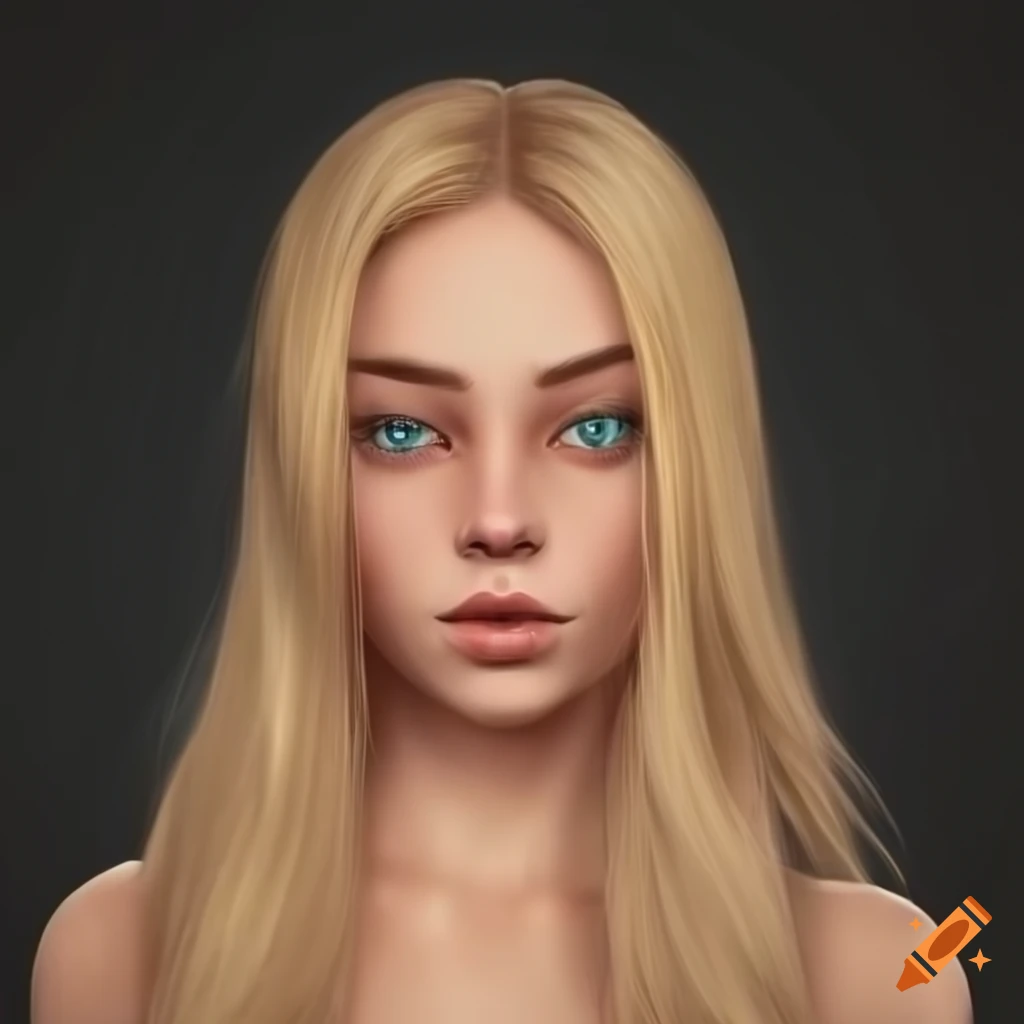 Portrait of a fair-skinned female with blond hair and emerald eyes on ...