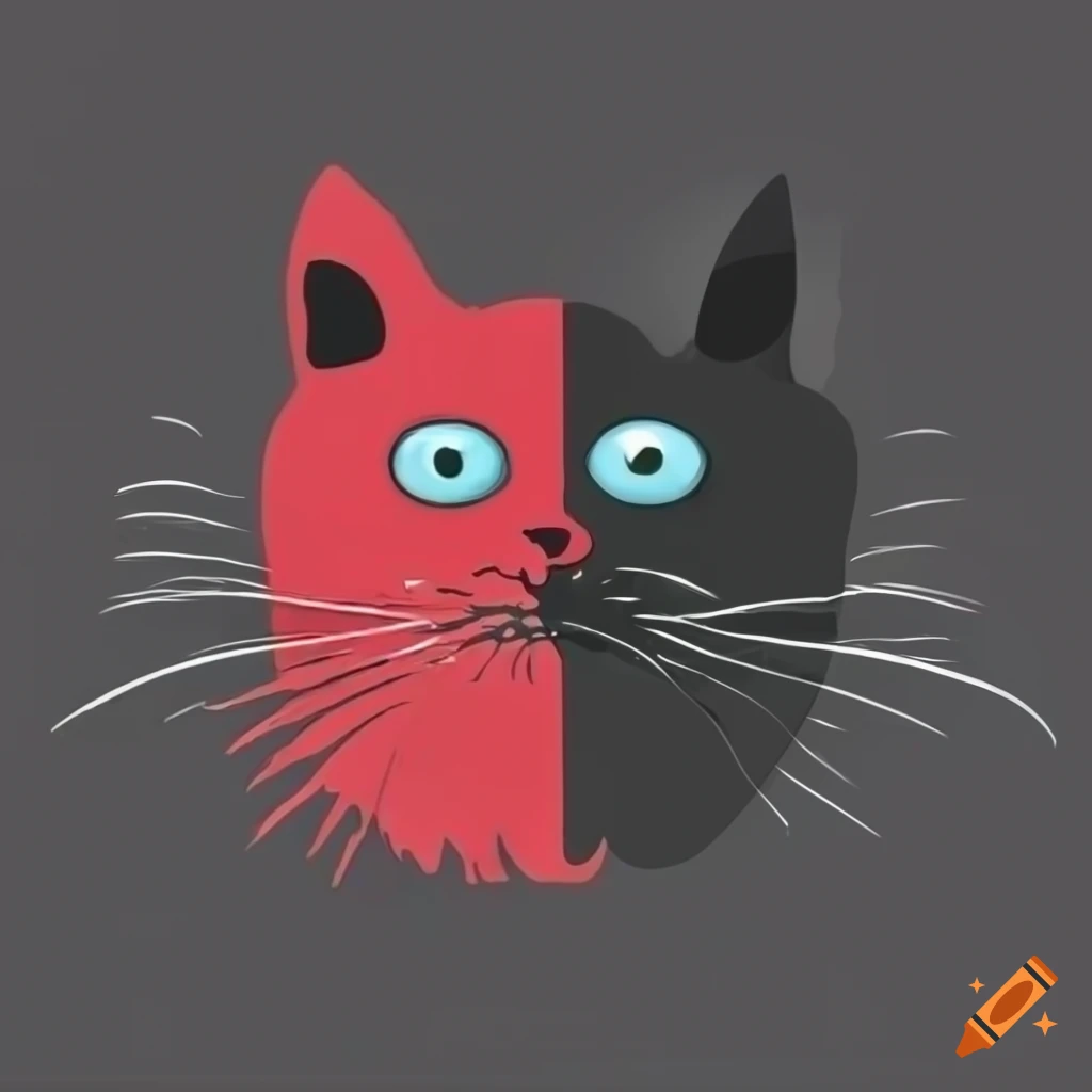 Minimalistic black and red logo of a retching cat on Craiyon