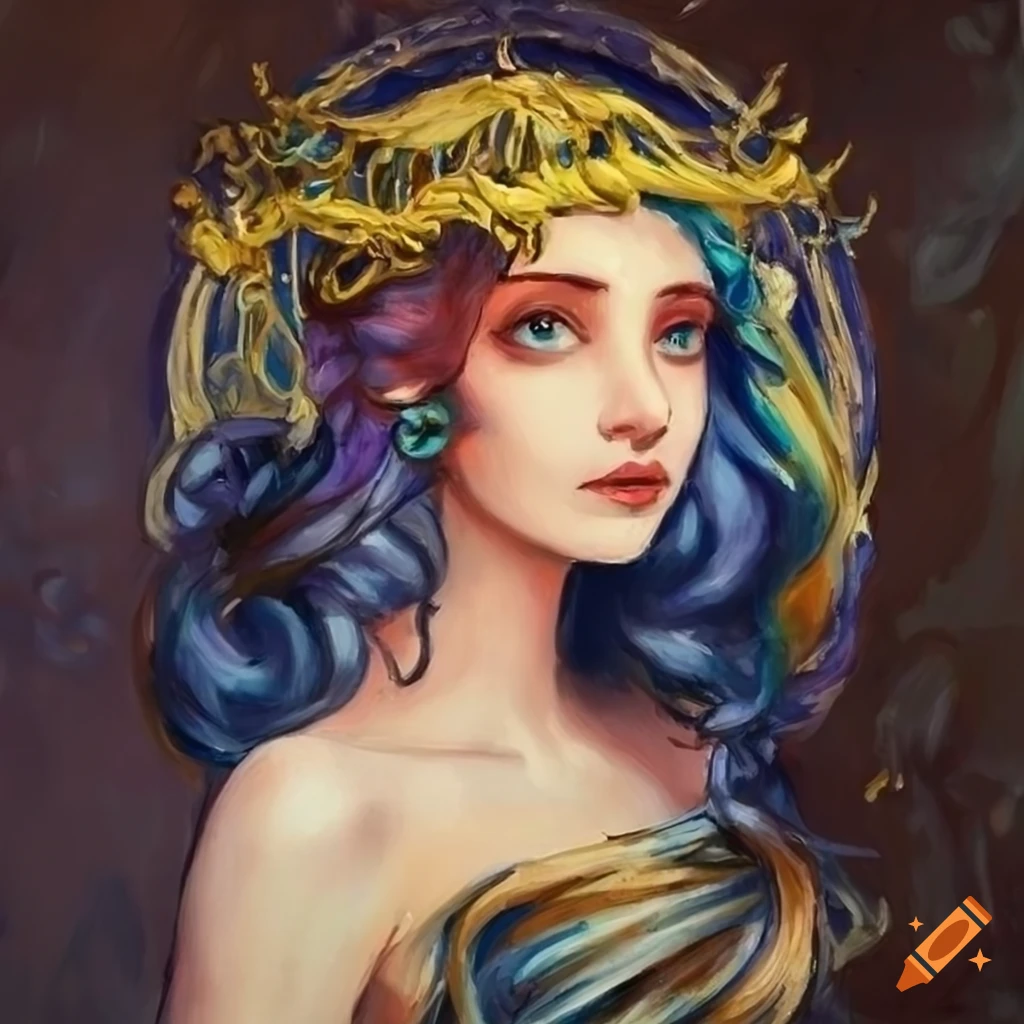 Art Nouveau anime character with vibrant oil colors inspired by Picasso ...