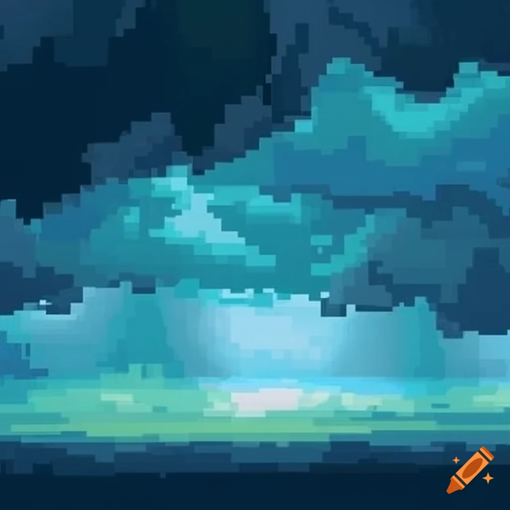 Detail pixel art of stormy sky on Craiyon