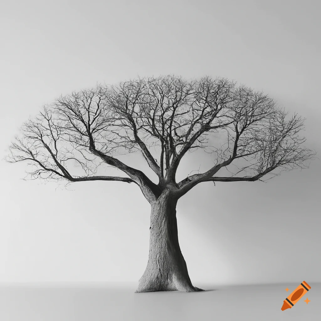 Minimalist aesthetic tree with eight branches and no leaves on Craiyon