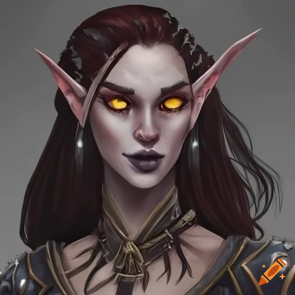 Mixed race light elf and dark elf on Craiyon