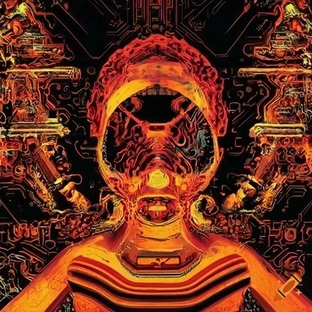 70s sci-fi organic machine art by akira toryiama blending brain circuit ...