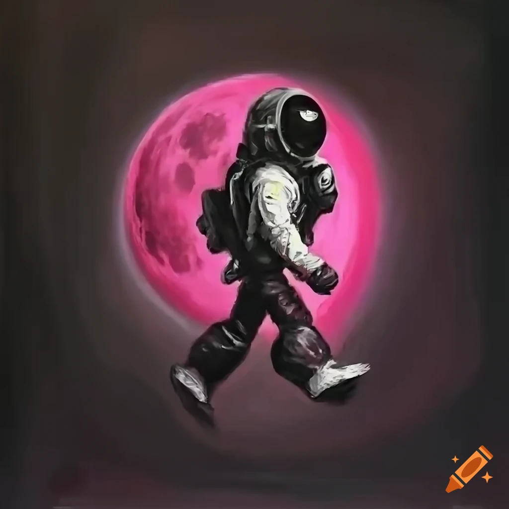 Spaceman running energetically under a full moon with a crowdstrike ...