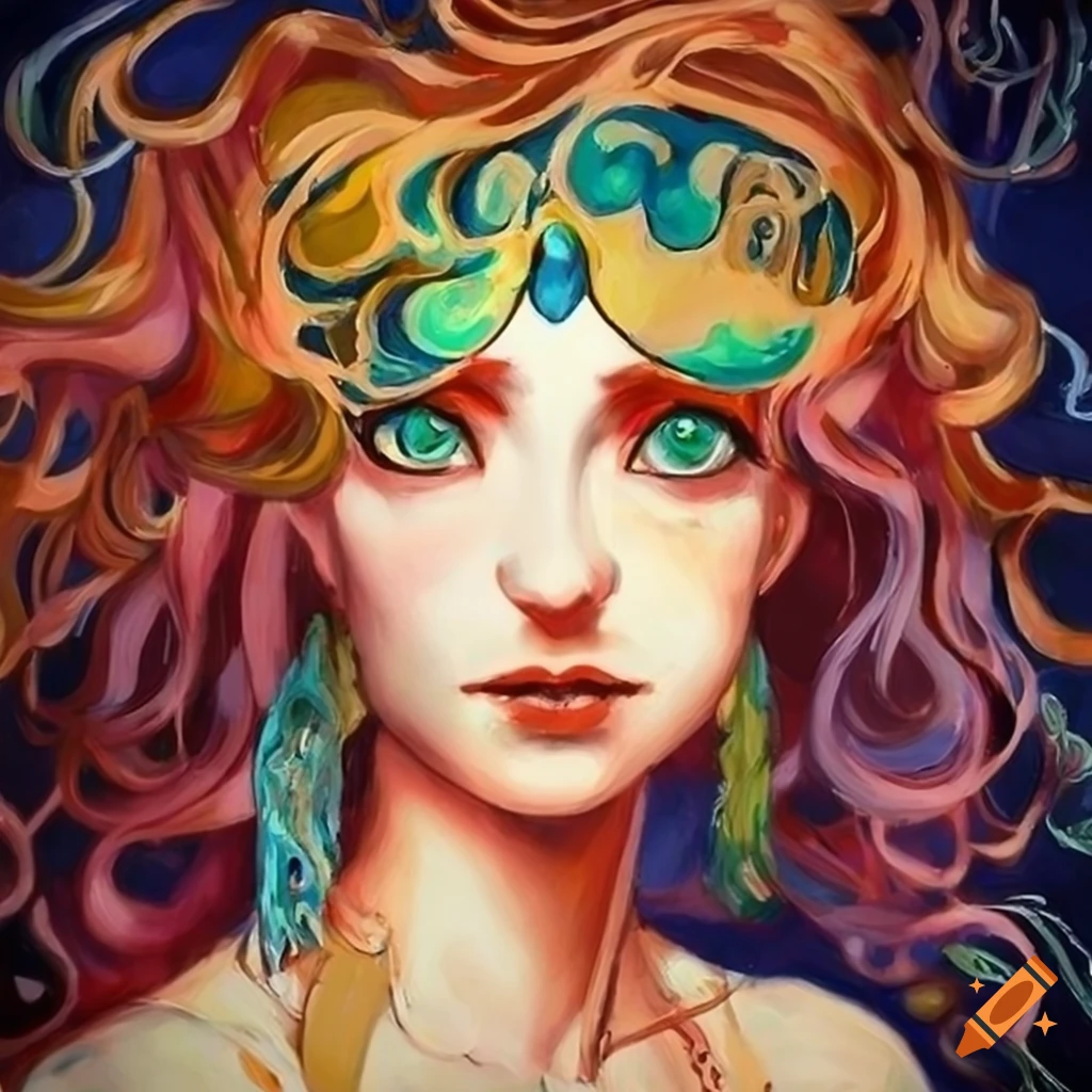 Art nouveau anime character with vibrant oil colors inspired by picasso ...