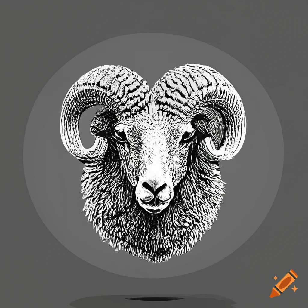 Head of a Marino ram sheep etched in vector art on Craiyon