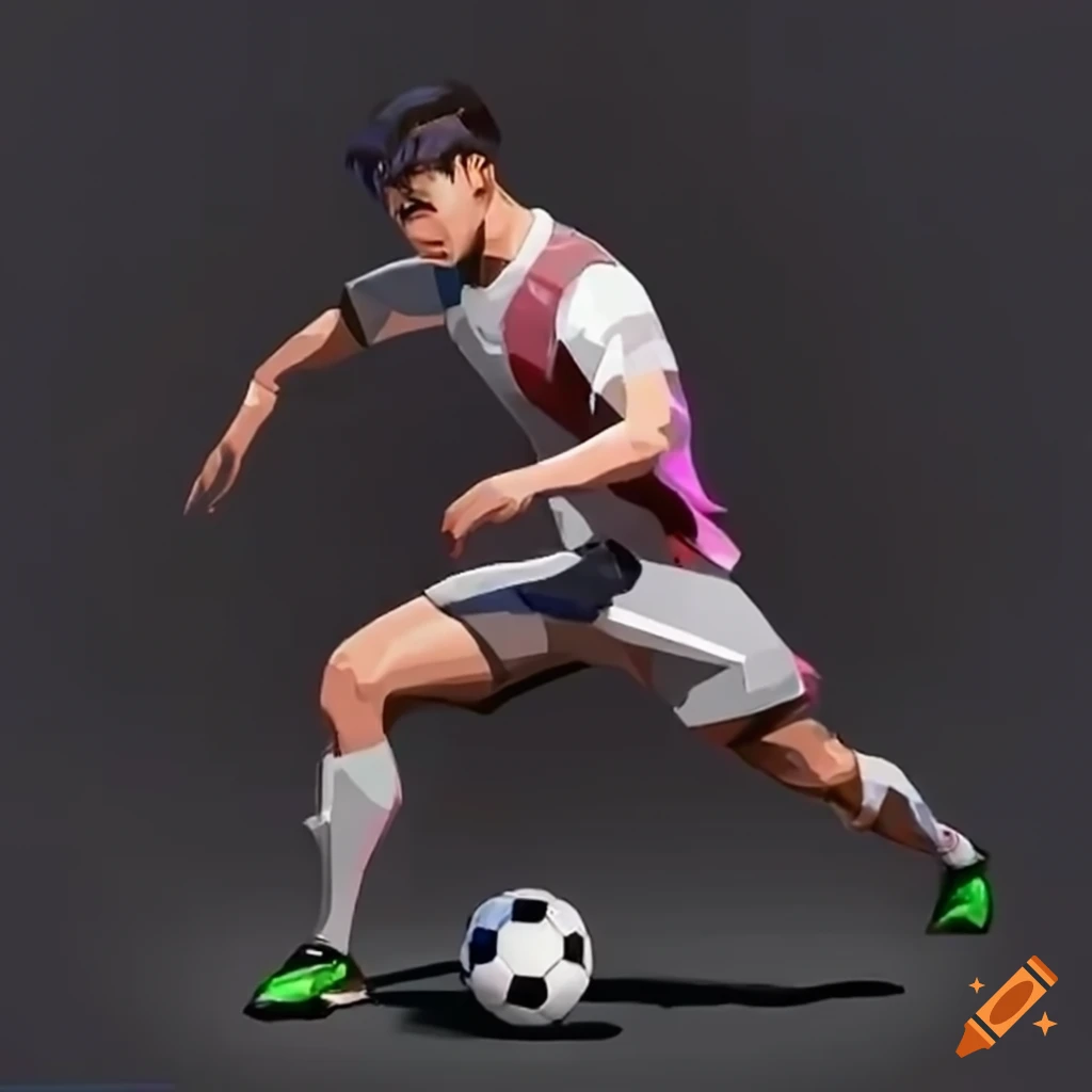 Determined male athlete in a football player posture for valorant ...