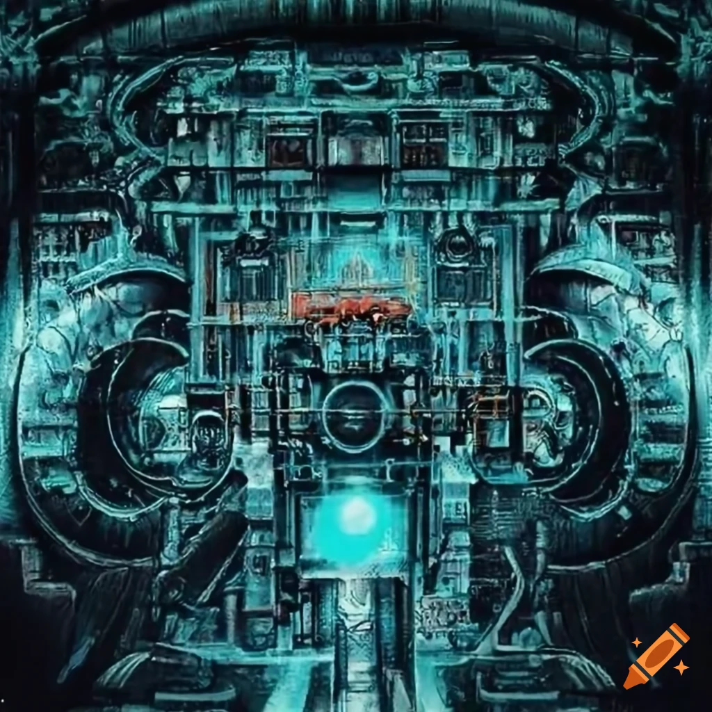 Vintage locomotive retrofitted with a powerful engine in a sci-fi ...