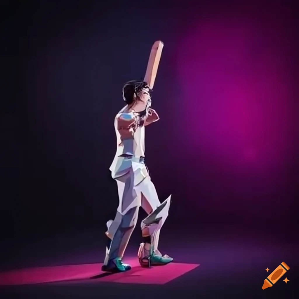 Determined valorant esports athlete in cricket player posture on Craiyon