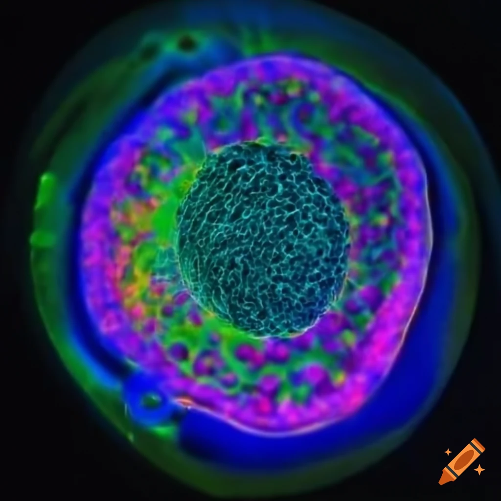 Microscopic view of chromatin in a cell's nucleus on Craiyon