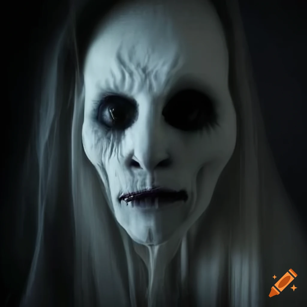 Scary white banshee in a dark castle setting on Craiyon