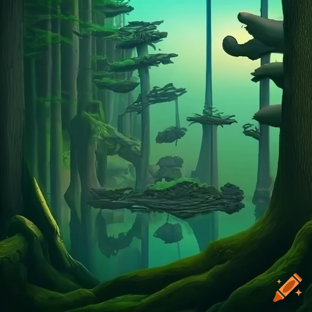 Serene high fantasy landscape in brokilon with lush green forest and ...