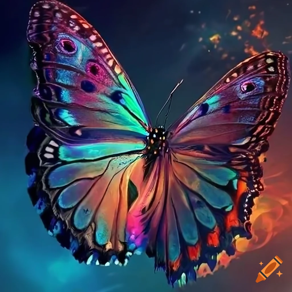 Hyper-realistic concept art of a butterfly effect scene on Craiyon