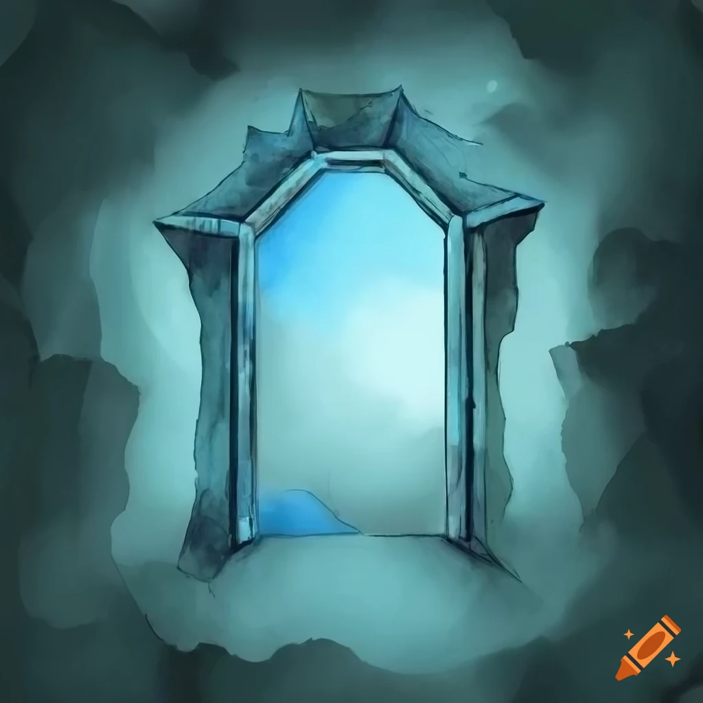 Icy freestanding mirror in cave for DnD fantasy art on Craiyon