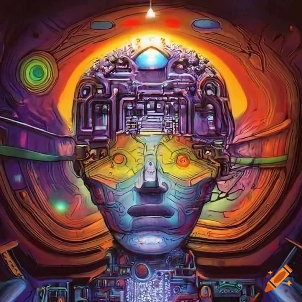 70s sci-fi organic machine art by akira toryiama blending brain circuit ...