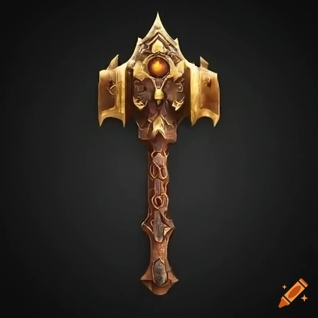 Powerful battle-worn divine hammer emitting heat and energy on Craiyon