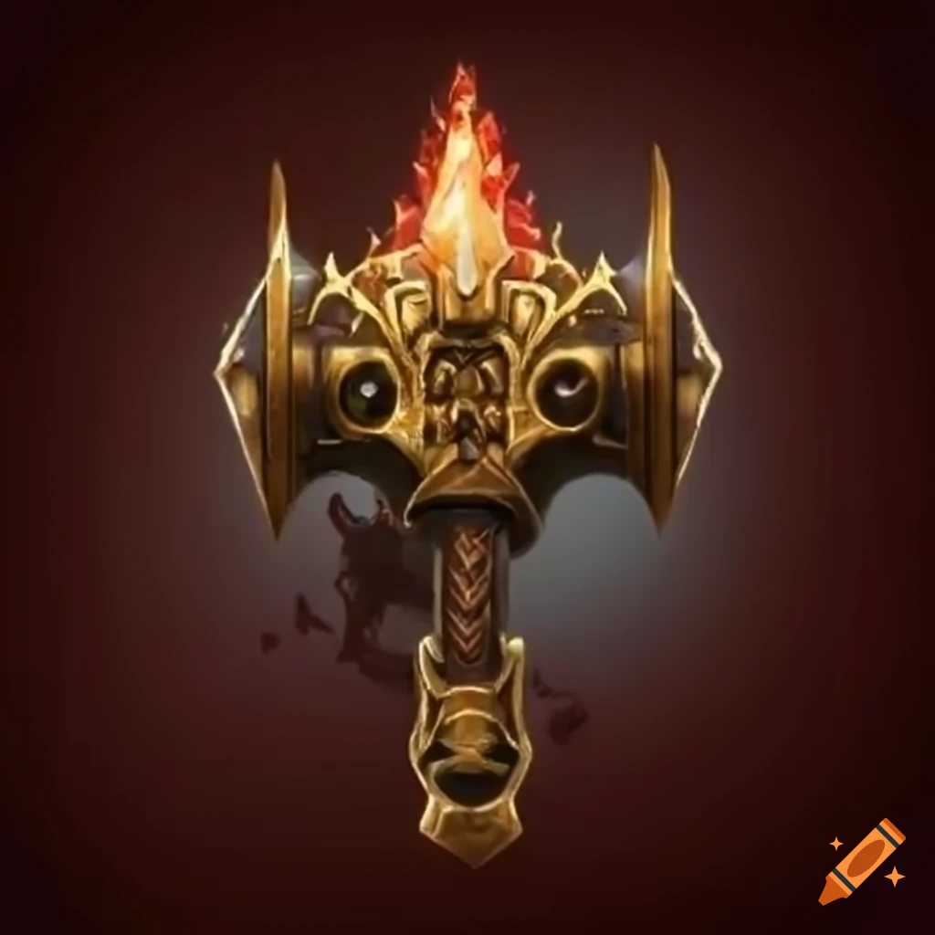 Powerful battle-worn divine hammer emitting heat and energy on Craiyon