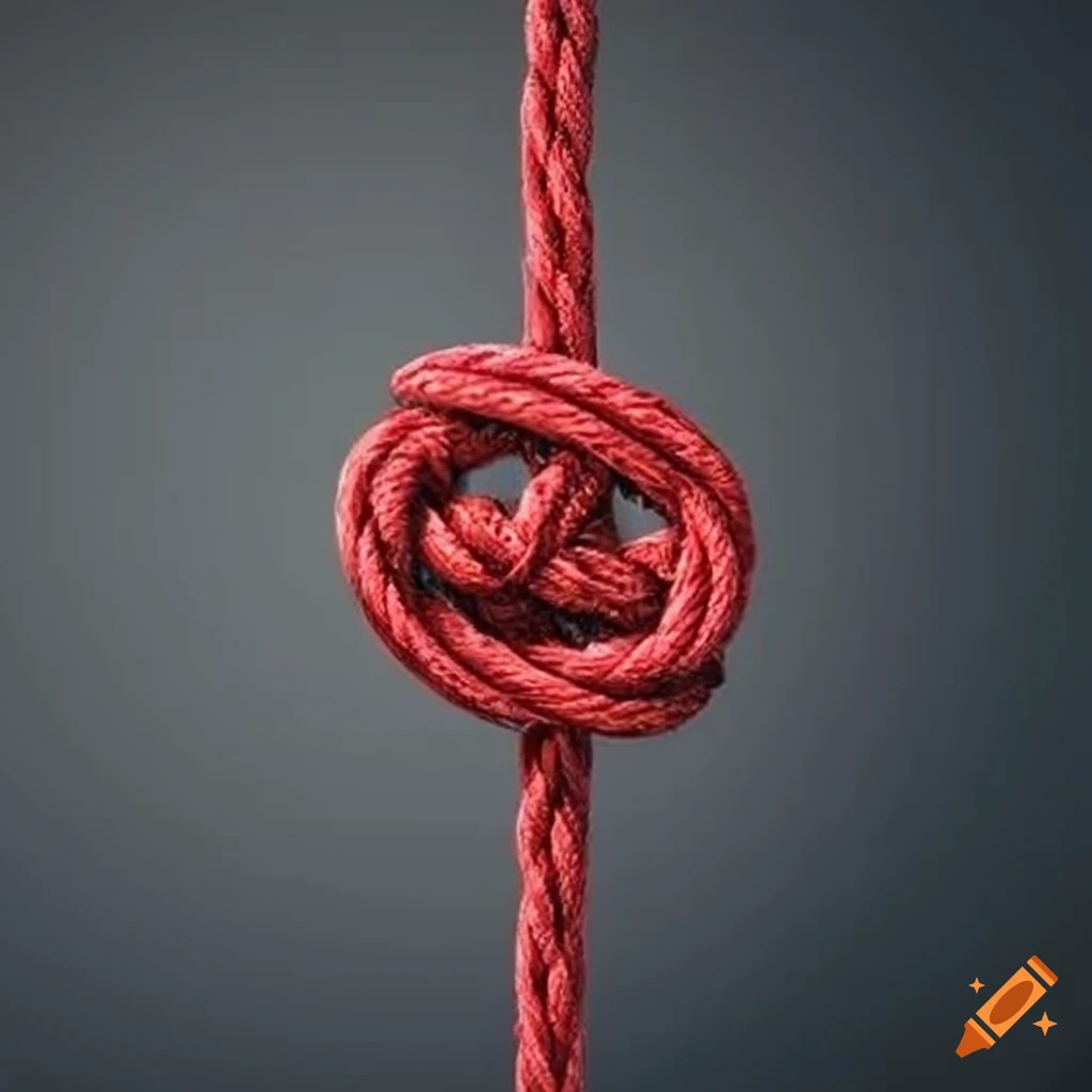 Vibrant red intertwined ropes logo with a middle knot on Craiyon