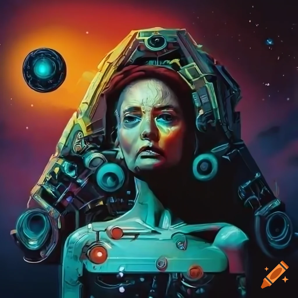 70s sci-fi organic machine art by Akira Toryiama on Craiyon