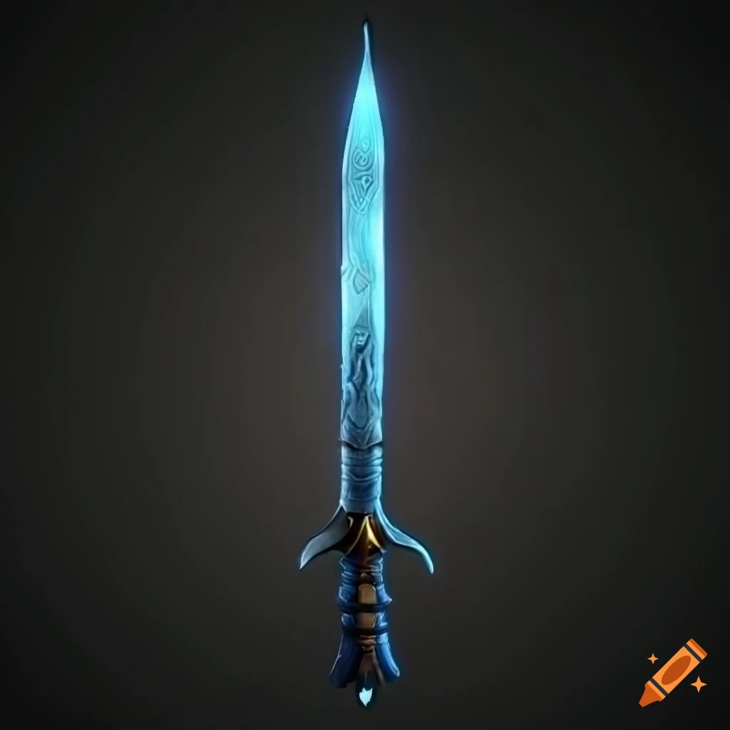 Mythic straight elite sword weapon with vertical symmetry on black ...