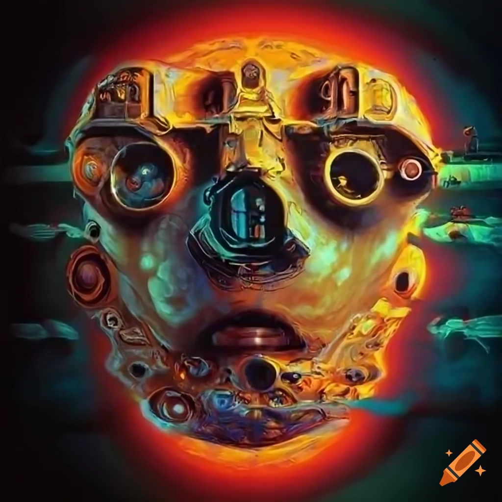 70s sci-fi organic machine art by Akira Toryiama brain circuit UFO on ...