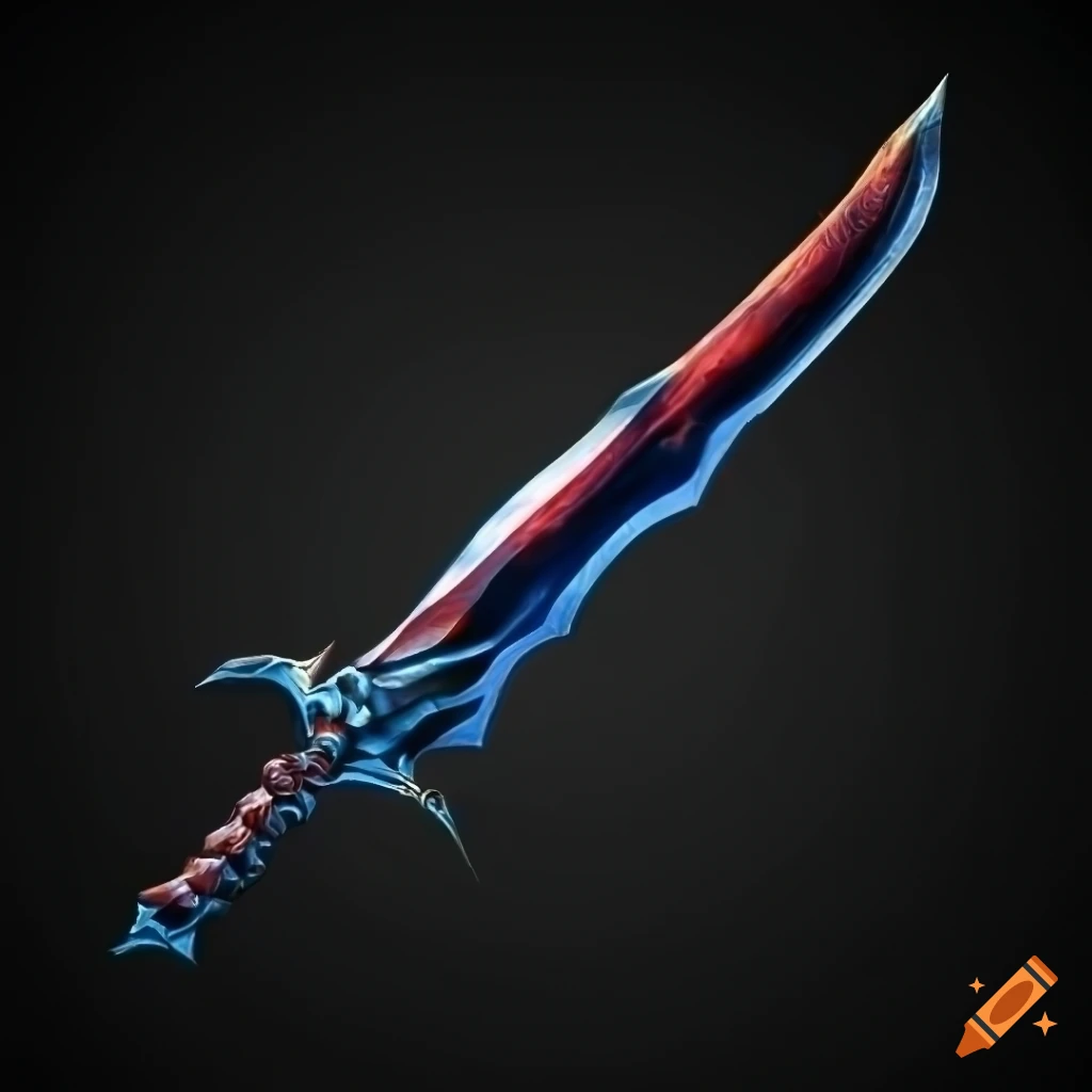 Mythic straight elite sword weapon with vertical symmetry on black ...