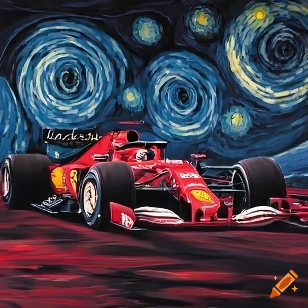 Ferrari Formula 1 car in a starry night setting on Craiyon