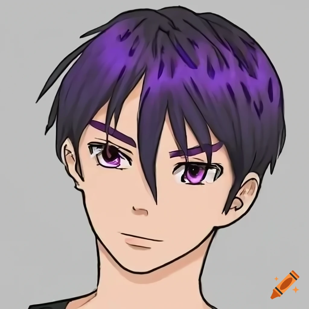 Anime character with black hair, brown eyes, and a buzz cut wearing a ...