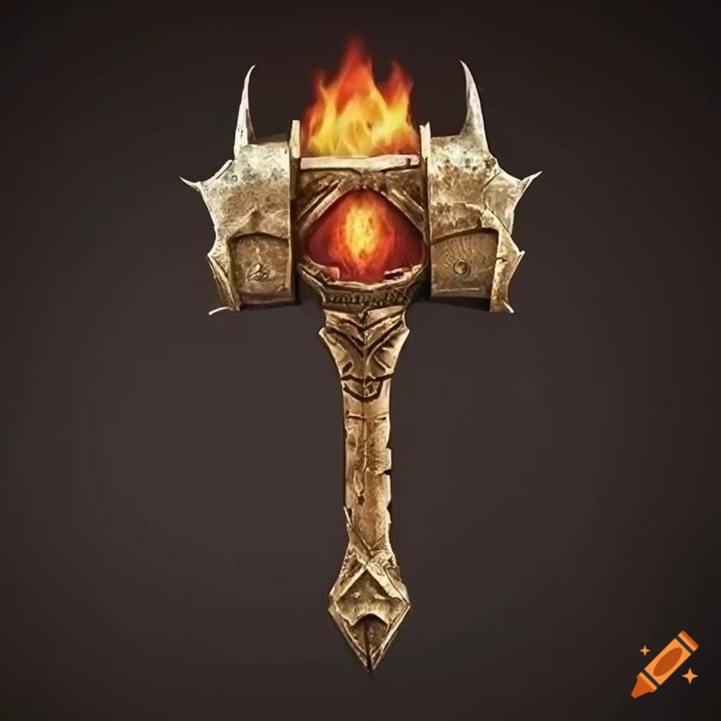 Powerful divine hammer emitting heat and energy on Craiyon