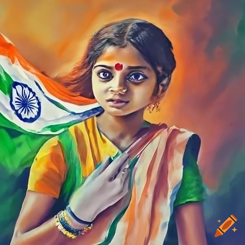 India's independence day celebration with girls painting tricolor flags ...