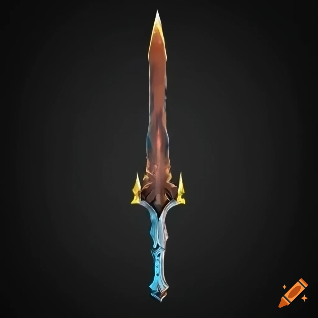Mythic straight elite sword weapon with vertical symmetry on black ...