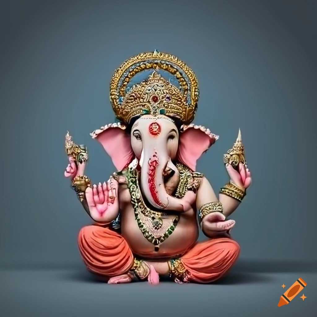 Portrait of Lord Ganesh, Hindu deity, with elephant head and multiple ...