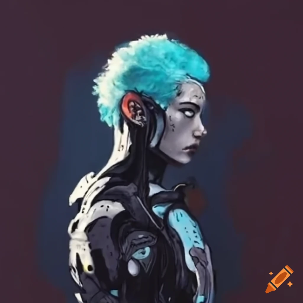 Cutting-edge young male cyborg with high-tech patterns inspired by sci ...