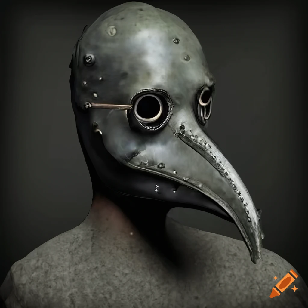 Artificial intelligence entity with a gothic-futuristic plague mask in ...