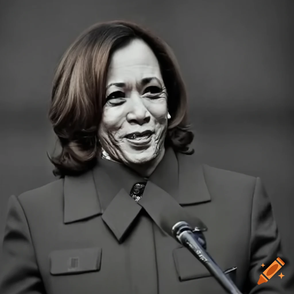 Portrait of vice president kamala harris in a green 'mao suit' on Craiyon