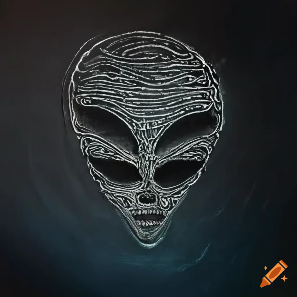 Chalkboard filled with intricate alien symbols on Craiyon