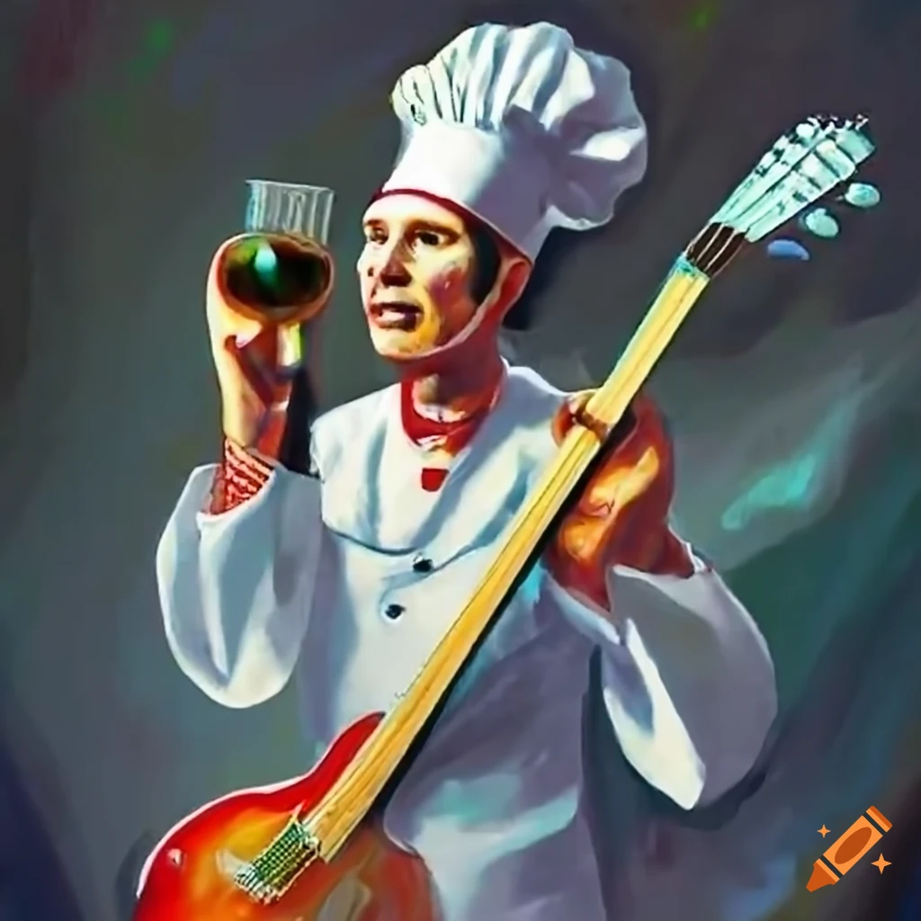 Classic rock band heart dressed as chefs in traditional uniforms on Craiyon