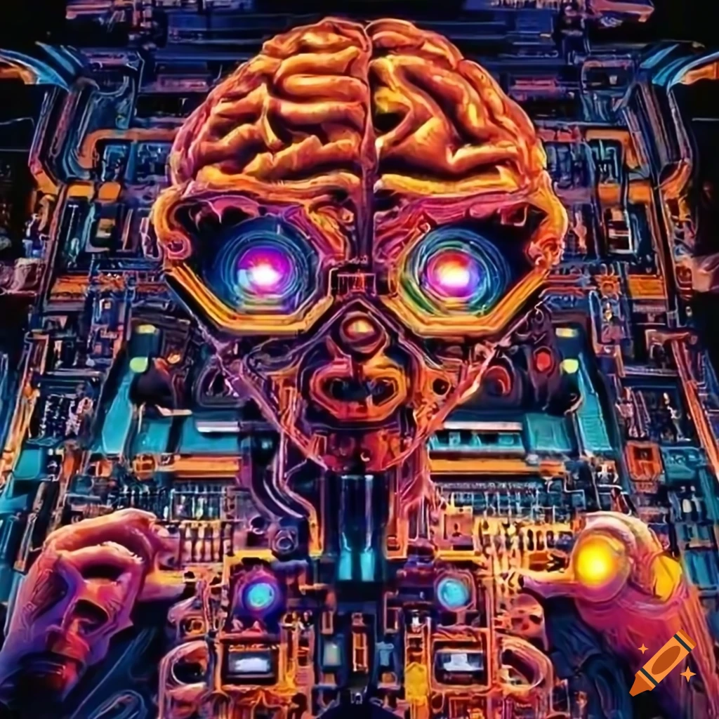 70s sci-fi organic machine art by akira toryiama blending brain and ...