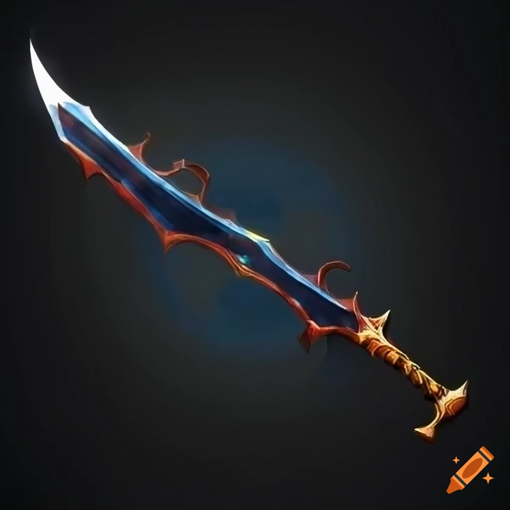 Mythic elite straight sword with vertical symmetry and geometric design ...