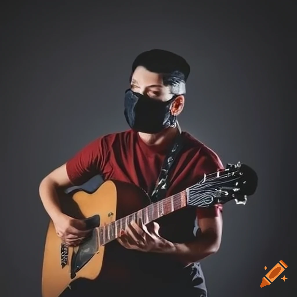Musician with face mask on Craiyon