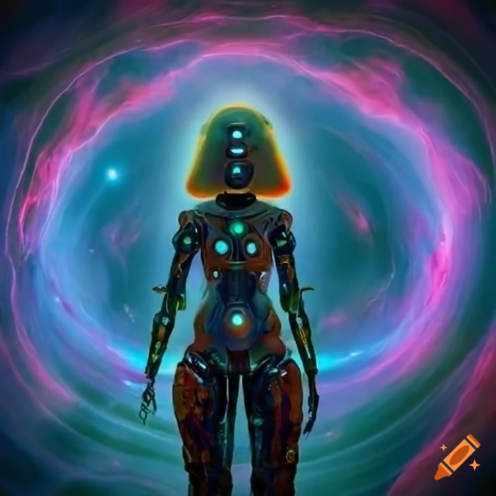 Futuristic nebula nomad robotic woman in a cosmic environment on Craiyon