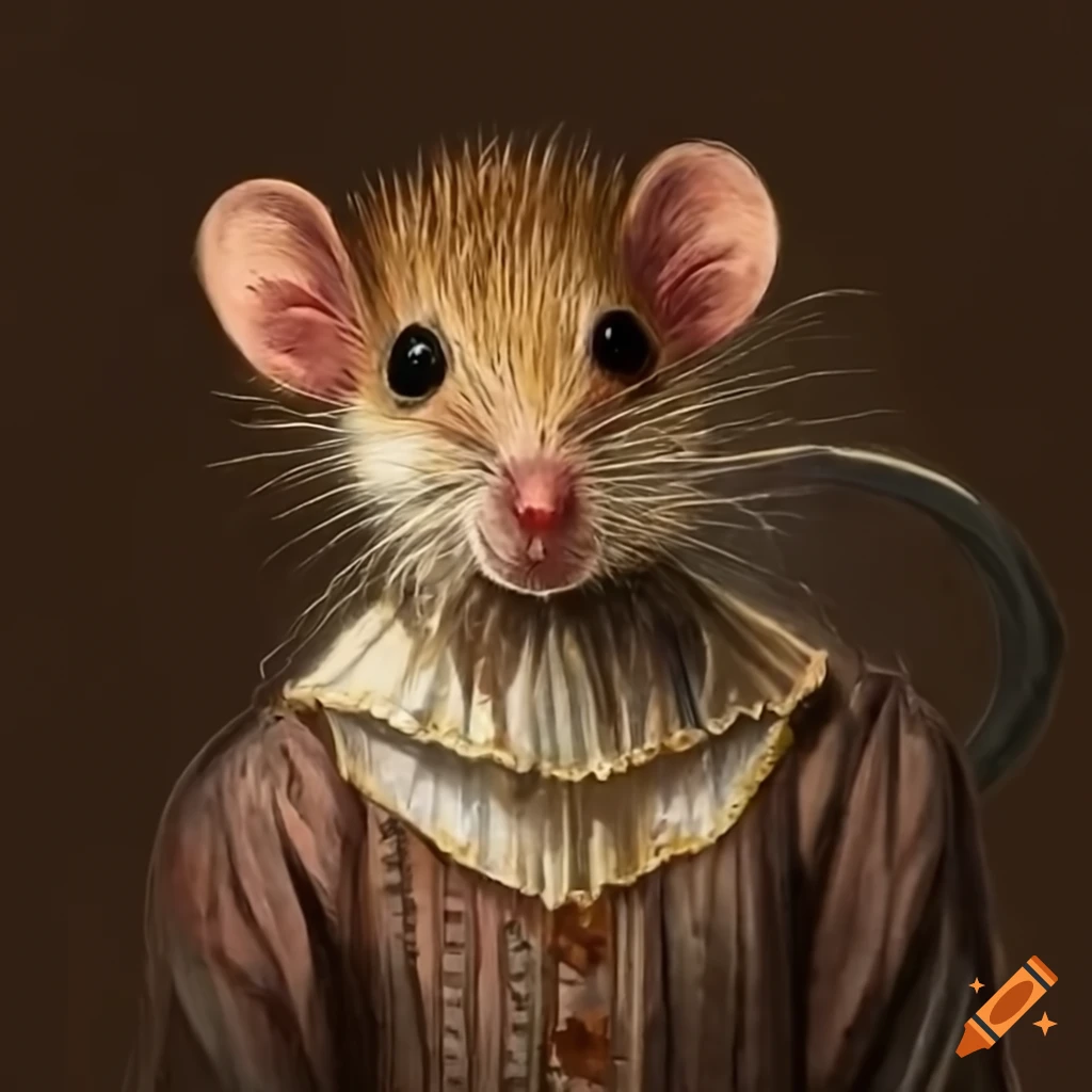 Young male and female mice in victorian attire leaving the woods ...