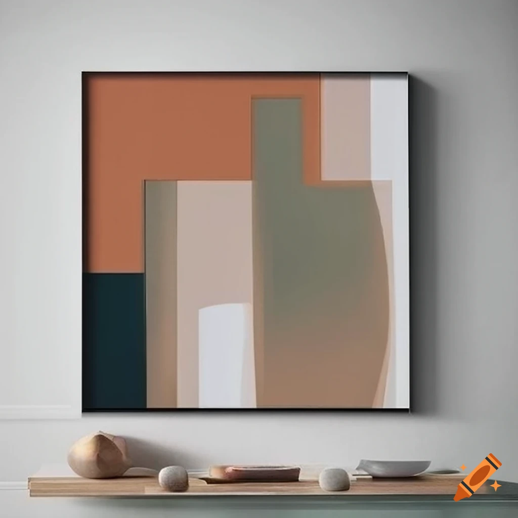 Minimalist abstract kitchen artwork with dull colors on Craiyon